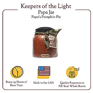 A Cheerful Giver — Papa's Pumpkin Pie - 34oz Papa Scented Candle Jar with Lid - Keepers of the Light - 155 Hours of Burn Time, Gift for Women, Brown