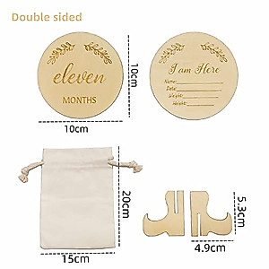 Baby Milestone Cards | 13 Double Sided Wooden Monthly Milestone Discs with Easel Stand | Baby Milestone Markers | Newborn Photography Props | Pregnancy and Baby Shower Gifts for Boys & Girls