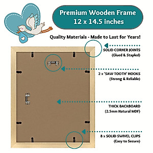 Baby Shower Guest Book Frame, SonogramUltrasound Picture Frame to Sign with 2 Mats for One Baby or Twins (12 inch Wx14.5 inch H) Pregnancy Baby Keepsake Gift, Mom to Be Gift (Natural Oak), Large