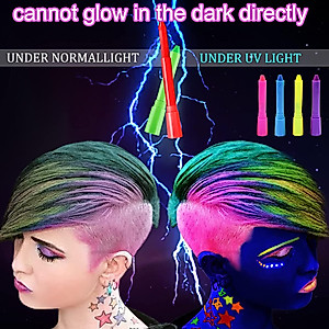 Glow in The Black Light UV Face Paint Crayon, Black Light Neon Face & Body Paint Non Toxic Fluorescent Mardi Gras Halloween Makeup Marker for Kids