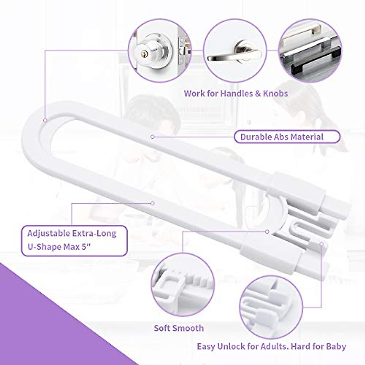 Baby Safety Locks for Cabinets-GRANDOTO Sliding Cabinet Locks for Babies & Childproof Safe Latches & Child Proofing Lock of Drawer,Wardrobe,Fridge,Bathroom,Kitchen,Cupboard Door Handle (White 12P)