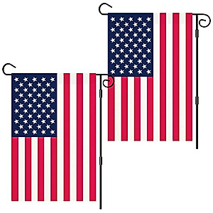 MingTa 2 Pack 4th of July American Flags Garden Flags 12x18 Double Sided Yard Flags for Outside Seasonal Outdoor Decor Vertical Burlap Decoration