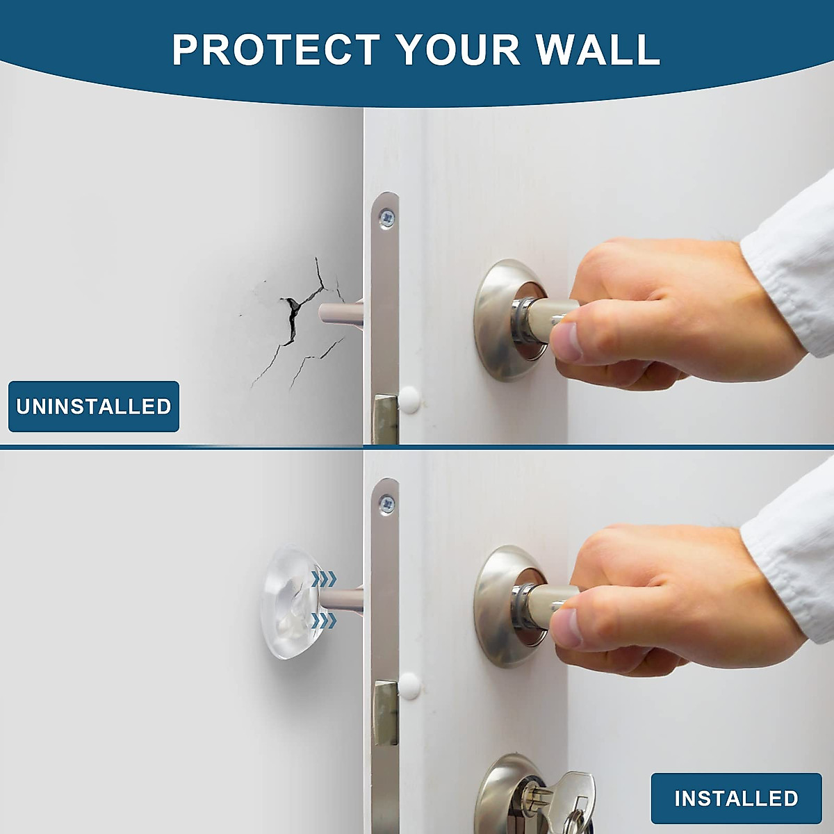 2" Door Stopper Wall Protector with Strong Back Adhesive Reusable Premium Door Stopper for Home Office Protecting Wall Shock Absorbent Gel Self Adhesive Guard Door Bumper Wall Protector - 6 Pcs