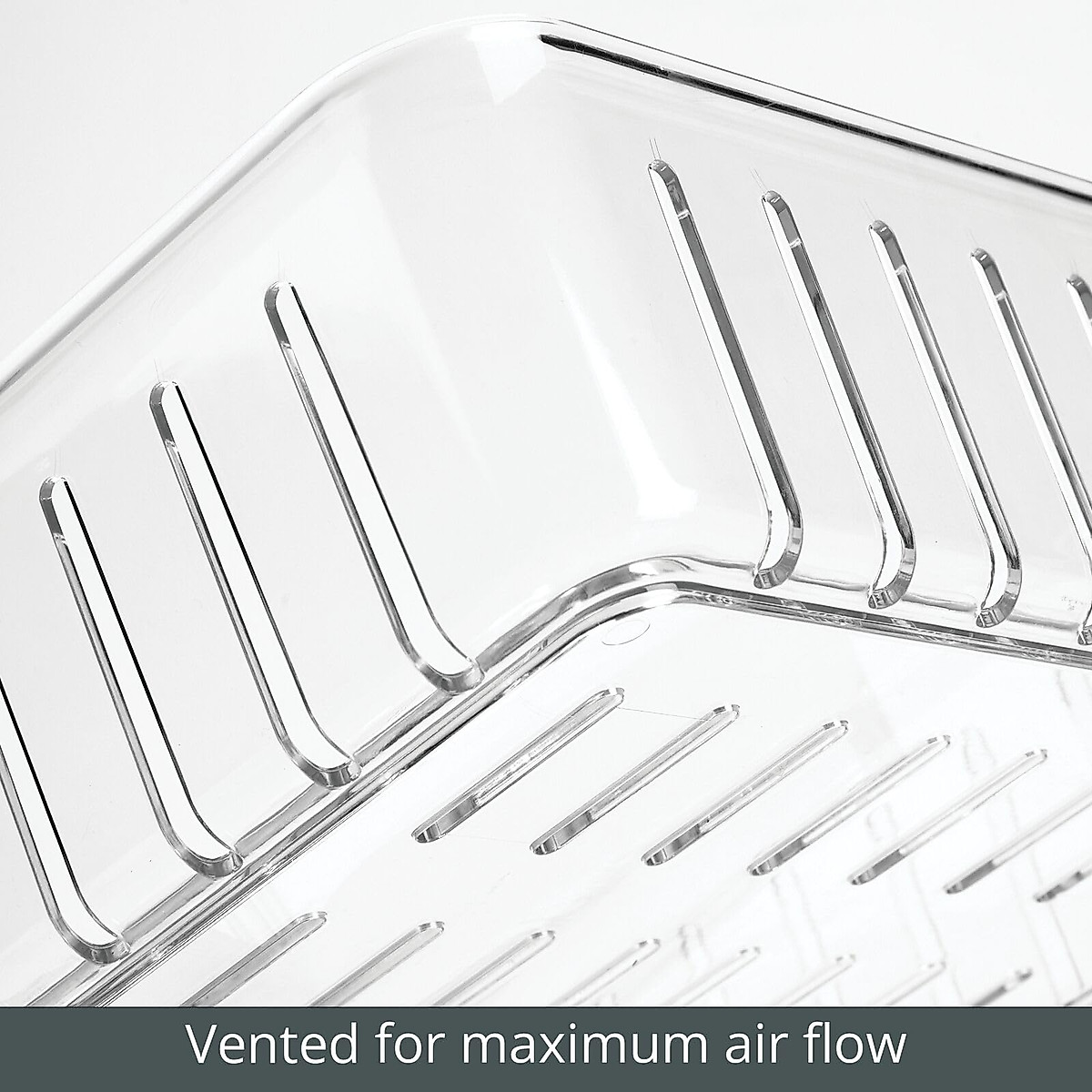 mDesign Plastic Kitchen Refrigerator Produce Storage Organizer Bin with Open Vents for Air Circulation - Food Container for Fruit, Vegetables, Lettuce, Cheese, Fresh Herbs, Snacks - S, 4 Pack - Clear