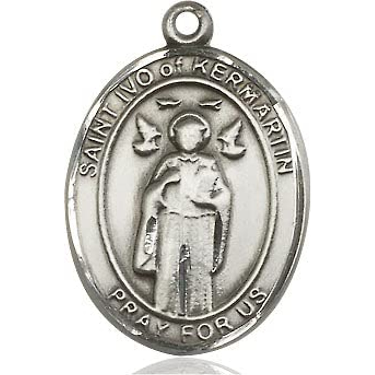 EXTEL Large Oval Sterling Silver St. Ivo Medal, Made in USA