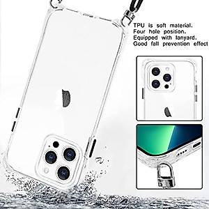 ZHIYIWU Compatible with iPhone 14 Pro Max Case Clear Shockproof Strap Shoulder Strap Crossbody TPU iPhone14 ProMax Clear Case Adjustable Neck Lanyard Protector iPhone14 ProMax Case-Clear