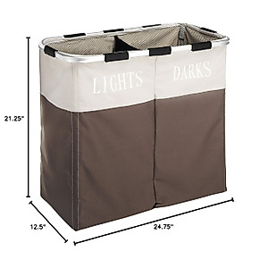 Whitmor Easycare Double Laundry Hamper - Lights and Darks Separator - Java