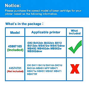 LCL Compatible Toner Cartridge Replacement for OKI B412dn B432dn B512dn B512dnw 45807105 45807106 MB492 MB492dn MB492dnw MB562w MB562dnw (2-Pack Black)