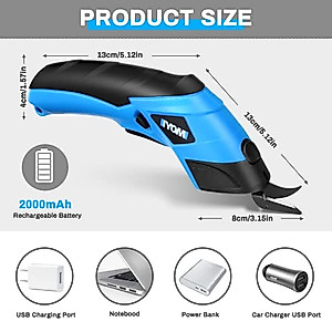 Ideashop Electric Scissors, 3.6V Cordless Electric Scissors, Electric Fabric Scissors with Replacement Cutting Blade, Rechargeable Electric Box Cutter for Cardboard, Craft, Fabric, Carpet, Leather