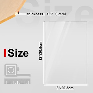 KINLINK 8x12 Plexiglass Sheets 1/8 inch-3mm Clear Acrylic Sheets, Clear Plastic Board Polycarbonate Sheet for DIY Project, Craft, Picture Frames, Acrylic Sign, Weding Invitaton, 2 Pack