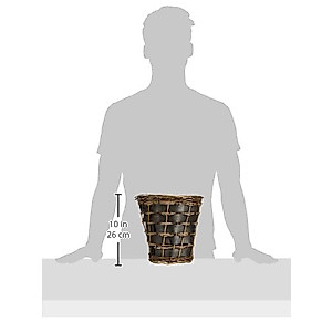 Household Essentials ML-2215 Small Decorative Wicker Waste Basket | Haven Willow and Poplar | Natural Dark Brown