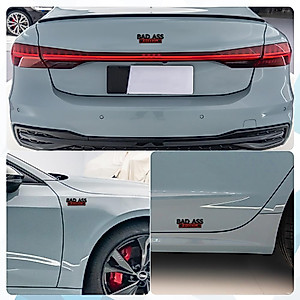 Zufoty Car Body Sticker, 3D Fender Badge Decal Car Sticker, Car Modification Label, 3D Letters Front Hood Badass Emblem Car Exterior Emblems Replacement Accessories Universal for Car Motorcycle SUV