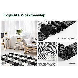 InnoGear Buffalo Plaid Outdoor Rug, 27.6 x 43.3 inches Machine Washable Area Rugs Door Mat Buffalo Check Rug for Living Room Outside Entry Plaid Rug Clearance Cotton Polyester Rug, Black and White