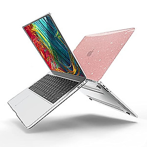 Anban Compatible with MacBook Pro 13 inch Case 2023 2022 M2, 2021-2016 M1 A2338 A2251 A2289 A2159 A1989 A1706 A1708, Glitter Plastic Hard Shell Case & Keyboard Cover & Screen Protector,Shiny Rose Gold