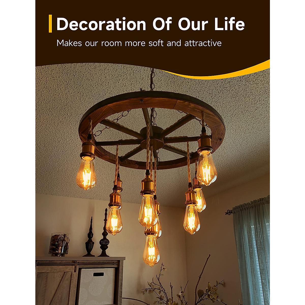 UNILAMP Dimmable LED Edison Bulb, ST64 E26 Base Lighting Vintage LED Bulbs, 6W Vintage LED Light Bulb(60W Equivalent), 600lm, 2200K Amber Warm, High Brightness Amber Glass (2 Packs)