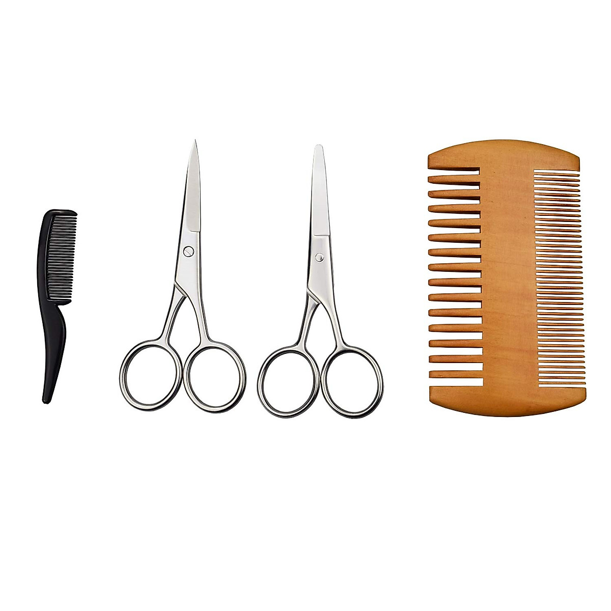 Motanar 4 Pieces Beard Scissors Set, Grooming Scissors Men and Mustache Beard Combs Beard Grooming Kit with Storage Bag