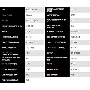 SIG SAUER SIERRA3BDX Tactical Hunting Shooting Durable IPX-7 Waterproof Fogproof 30mm Tube Digital Focal Plane BDX-R1 Reticle Riflescope | 4.5-14x50mm