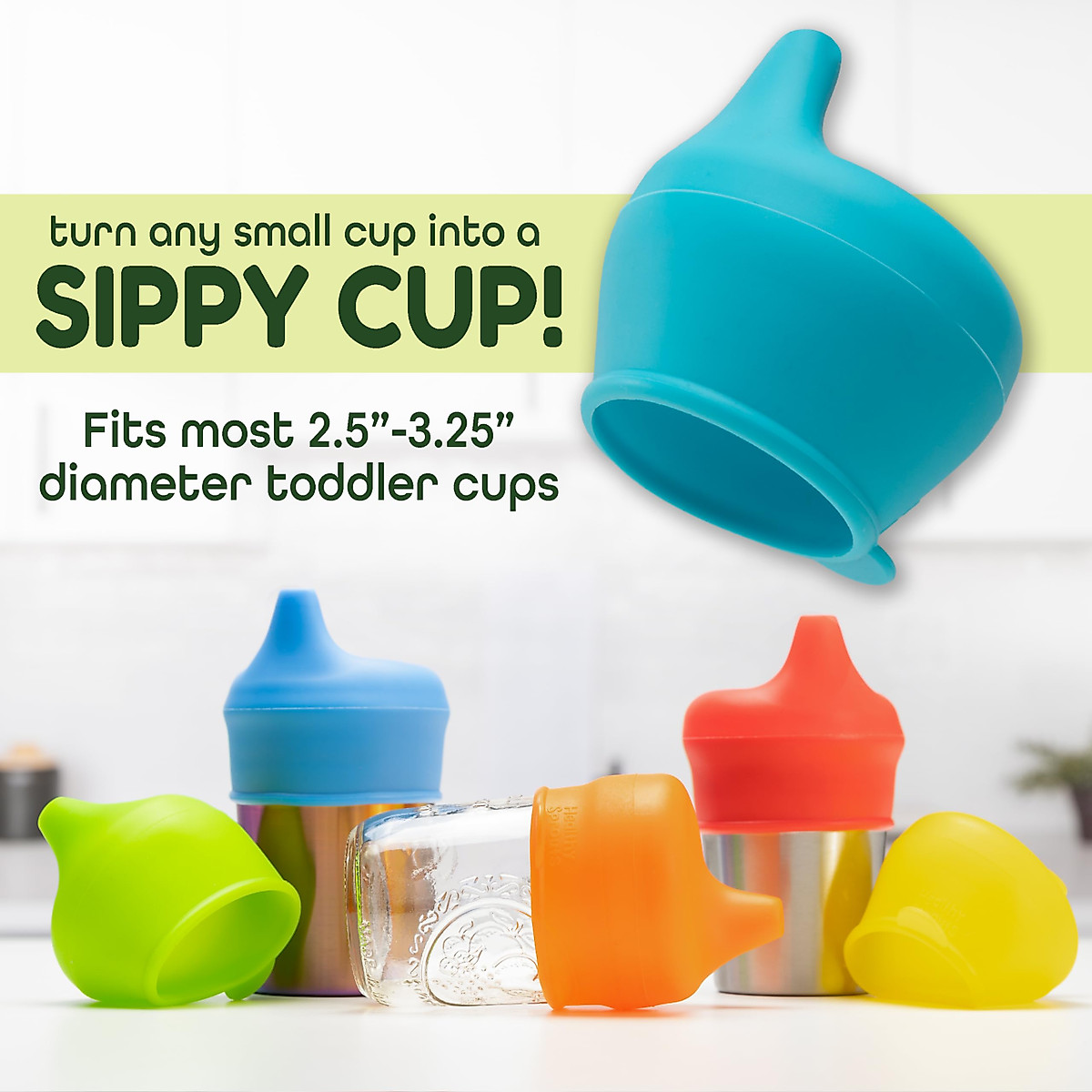 Healthy Sprouts Silicone Sippy Cup Lids - Spill Proof, Fits Any Cup, BPA-Free, Durable & Soft for Babies & Toddlers, Quick to Attach - 5 Pack Silicone Lids for Cups (Purple, Pink, Green, Orange, Teal)