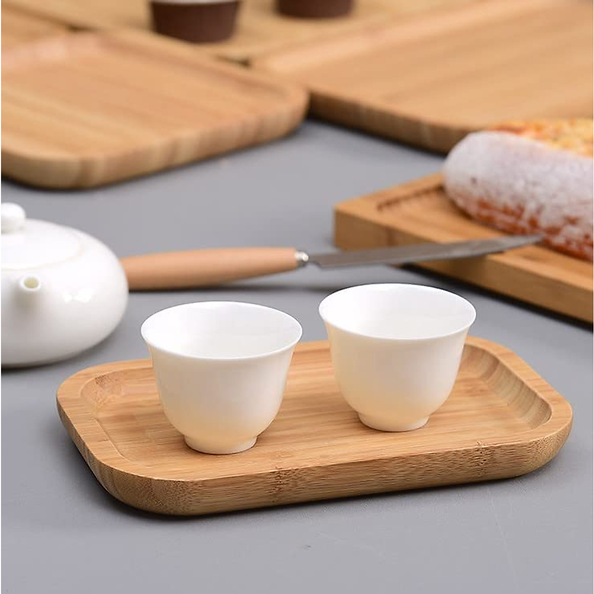 Bamboo Vanity Tray, Bathroom Counter Tray, Toilet Tank Tray, Bathroom Tray for Organizing and Home Decor, 7.9 x 5.1 x 0.8 inch