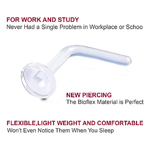 4Pcs 20G Nose Piercing Jewelry Clear Retainer Bioflex, Clear, Size No Size