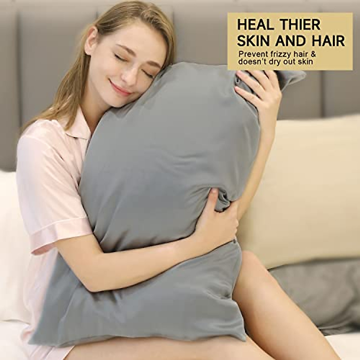 ZIMASILK 100% Mulberry Silk Pillowcase for Hair and Skin - Upgraded Silk Pillow Case, More Soft & Durable, Highest Grade 6A Silk, with YKK Zipper, Gift Box 1Pc (Standard 20"x26", Grey)