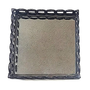 ZUCCOR TMML20 20"X20" French Square Ottoman Serving Tray with Mirror, Made with Cast Aluminum in Oil Rubbed Bronze Finish, 20 x 20 x 5