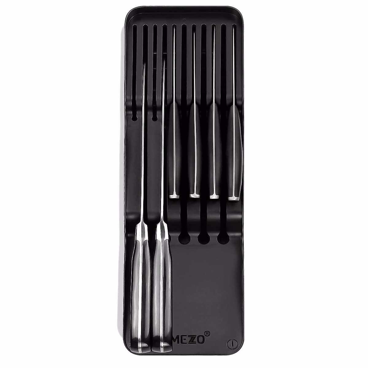 Knife Drawer Organizer Tray for Knives GMEZZO Knife Block Knifes Holder in kitchen drawer, Small, Black