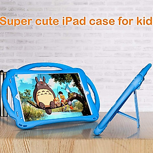 TopEsct Kids Case for iPad Mini 3, 2, 1 with Tempered Glass Screen Protector and Strap, Silicone Shockproof Cover for iPad Mini and iPad Mini 2(Blue)