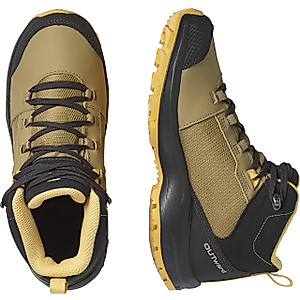 Salomon Kid's Outward CLIMASALOMON Waterproof Hiking Boots, Castor Gray/Black/Arrowwood, 3 Big Kid