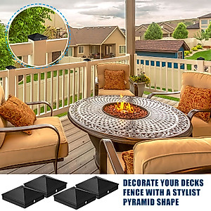4 Pack 6x6 Aluminum Pyramid Fence Post Caps Vinyl Post Cap Cover for 6x6 Nominal Post (Actual 5.5" x 5.5") Deck Post Top with 8 Stainless Steel Screws for Post of Deck Corridor Mailbox Fence Stair