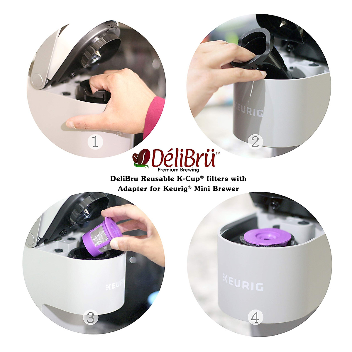 Keurig Mini Reusable K cup with Adapter - Durable And Easy To Use - Keurig Mini Plus Reusable K cup (Pack of 2 + Adapter)