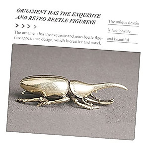 VOSAREA 2pcs Brass Ornament Beetle Model Garden Art Copper Figurines Brass Decor Brass Animal Ornament Coraline Decor feng Shui Statue Brass Statue Statues Table Decoration Delicate