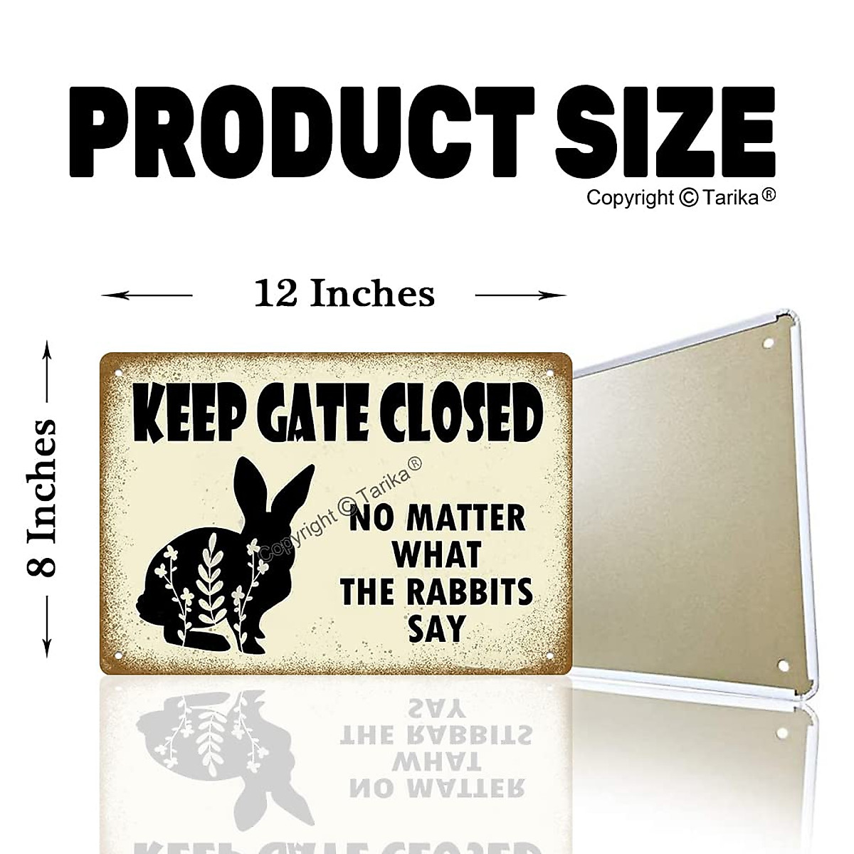 Keep Gate Closed No Matter What The Rabbits Say Iron Retro Look 20X30 cm Decoration Poster Sign for Home Kitchen Bathroom Farm Garden Garage Inspirational Quotes Wall Decor