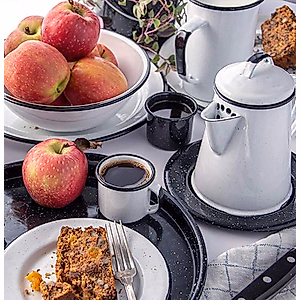 Cinsa 6 Piece Mug Set, 20 oz (Speckled Black), Enamelware mugs for Indoor & Outdoor. Coffee Mugs, Camping, Picnic, Fishing, Farmhouse Kitchen. Durable and Reusable. Suitable for Oven, direct on Fire.