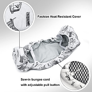 Duwee 15x54 inch Heat Resistance Metallic Ironing Board Cover Durable Felt Material Padding, Sew-in Bungee Cord, Easily Handle and Fits Board Beautifully(Iron Patten)