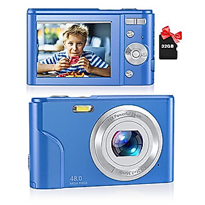Digital Camera, Zostuic Autofocus 48MP Kids Camera with 32 GB Card Vlogging Camera with 16X Zoom, Compact Portable Mini Cameras for 4-15 Year Old Kids Children Teens Girls Boys(Navy Blue)