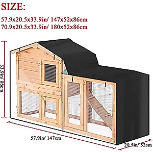 Triangle Rabbit Hutch Cover UCARE 420D Oxford Waterproof Rabbit Guinea Pig Animal Hutch Elevated Cover Dust Pet House Bunny Cage Covers (57.9x20.5x33.9in/ 147x52x86cm)