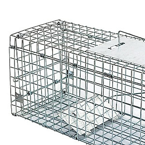 Live Animal Trap Cage Humane Cat Trap Rabbit Trap Humane Mouse Trap Live Traps for Raccoons Small Animal Trap Squirrel Traps Outdoor Groundhog Trap, 24'' Steel Humane Release Rodent Cage