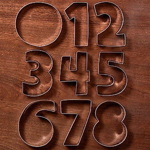 LILIAO Numbers Cookie Fondant Cutter Set - 9 Piece - From 0 to 8, 6 upside down is 9 - Stainless Steel