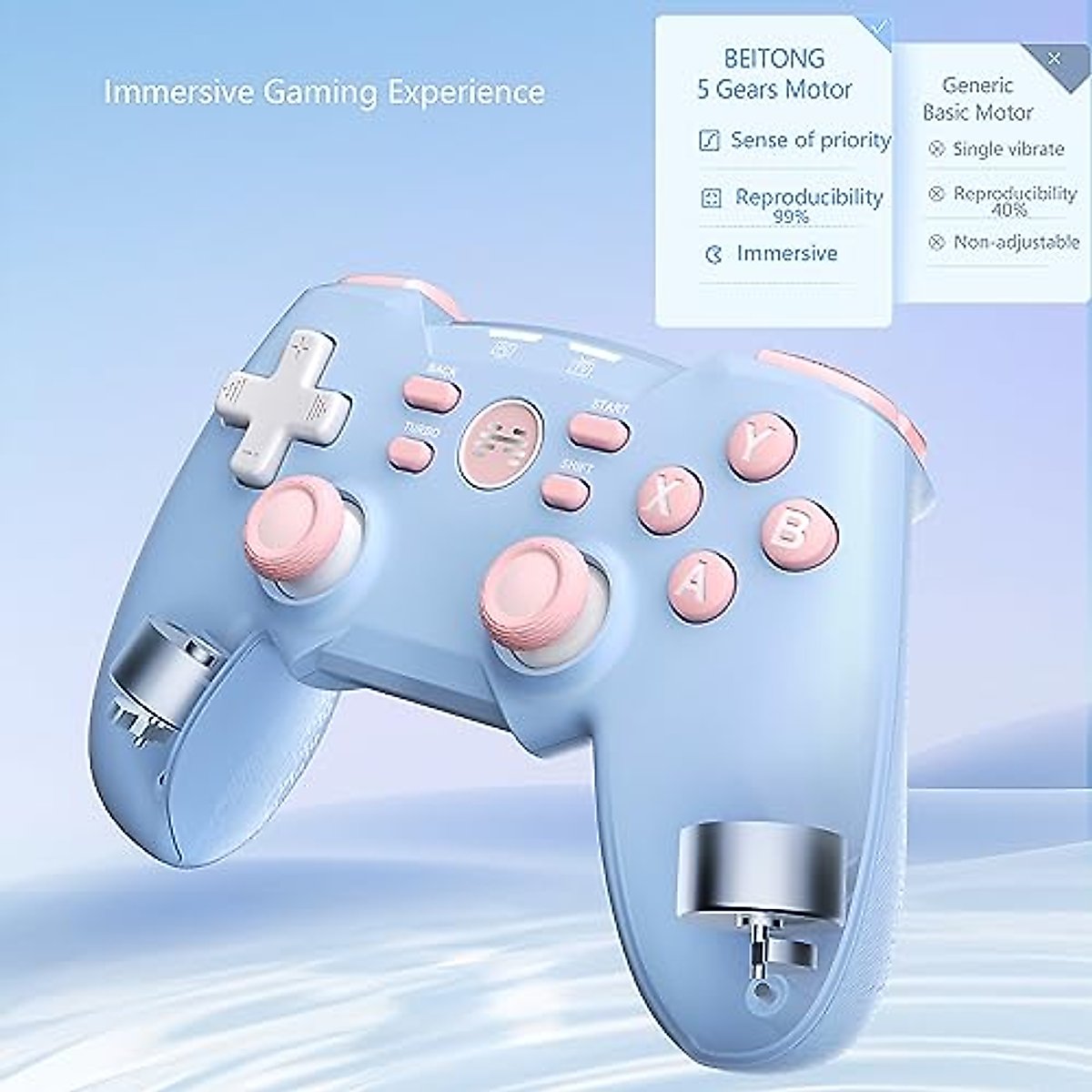 BEITONG BAT4 Wireless PC Game Controller,Dual Vibration Retro Gamepad Joystick for Windows 7 8 10 11/Steam/Simulators/Android TV Gaming (Bat 4 (Ice Cream))