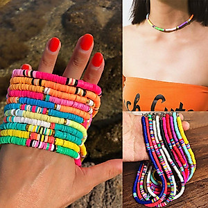 Potosala 2600pcs 6mm Polymer Clay Flat Bead Vinyl Disc Beads Handmade Beads Disk Flat Round Bead Loose Spacer Beads for Bracelet Earring Necklace Jewelry Making (2600pcs)