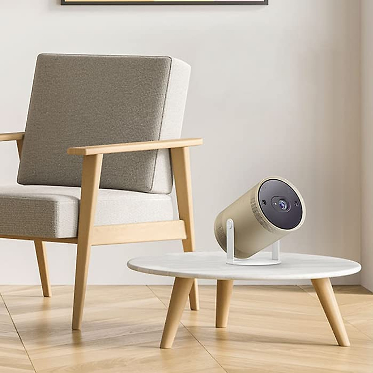 Samsung The Freestyle Projector, Up to 100" Screen, Smart TV, 360 Degree Sound (SP-LSP3BLAXZA) Bundle with The Freestyle Projector Skin (Coyote Beige), 2YR CPS Protection Pack and HDMI Cable