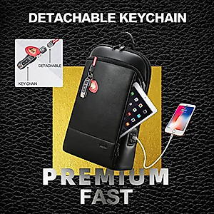 BOPAI Unisex Slim Genuine Leather Laptop Backpack Men for 15-15.6 inch Business Smart Professional Lightweight Backpack with USB Charging Office Commuter Computer Rucksack Executive Anti Theft Black