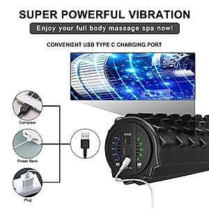 AISIGER Vibrating Foam Roller 5 Vibration Intensities, Next Generation Electric Foam Roller for Muscle Release, Fitness Deep Massage Foam Roller with Bag - Black