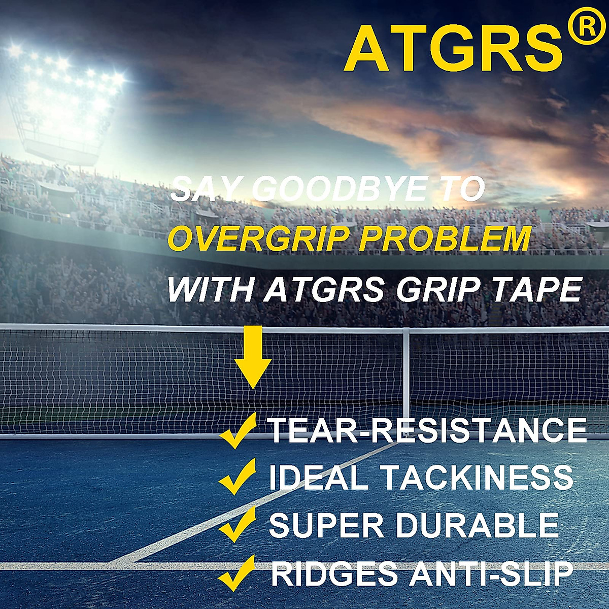 ATGRS Tennis Grip Tacky Tennis Racket Grip Tape Absorbent Anti-Slip Tennis Overgrip for Tennis Badminton Pickleball Racquet Handle Grip with Damping Ridges Overgrips (Blue)