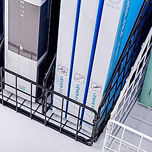 JIARI Desktop Office Bookends Document Files Holder Magazine File Holder Foldable 3-Slot Metal Organizer Holder Book Organizer (Black)