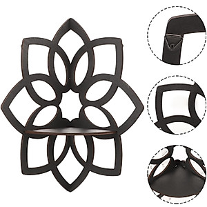 Bagmrteho Lotus Corner Shelves, Wooden Flowers Wall Corner Shelves Wooden Floating Shelves Crystal Display Shelf Boho Wall Corner Shelves for Home Offices (A)