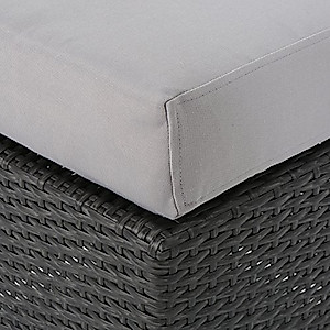 Christopher Knight Home Santa Rosa Outdoor 16" Wicker Ottoman Seat with Water Resistant Cushion, Grey / Silver