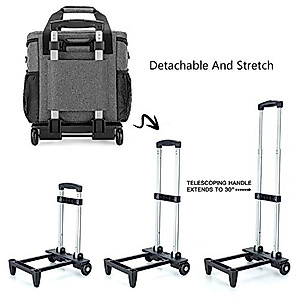 Luxja Rolling Scrapbook Tote, Scrapbook Bag with Detachable Dolly (Patented Design), Gray