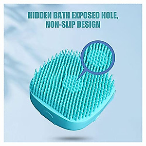 Dog Scrubber for Bath Pet Bathing Brush Silicone Shampoo Massage Dispenser Brush for Short Long Haired Dogs and Cats Washing(Blue)